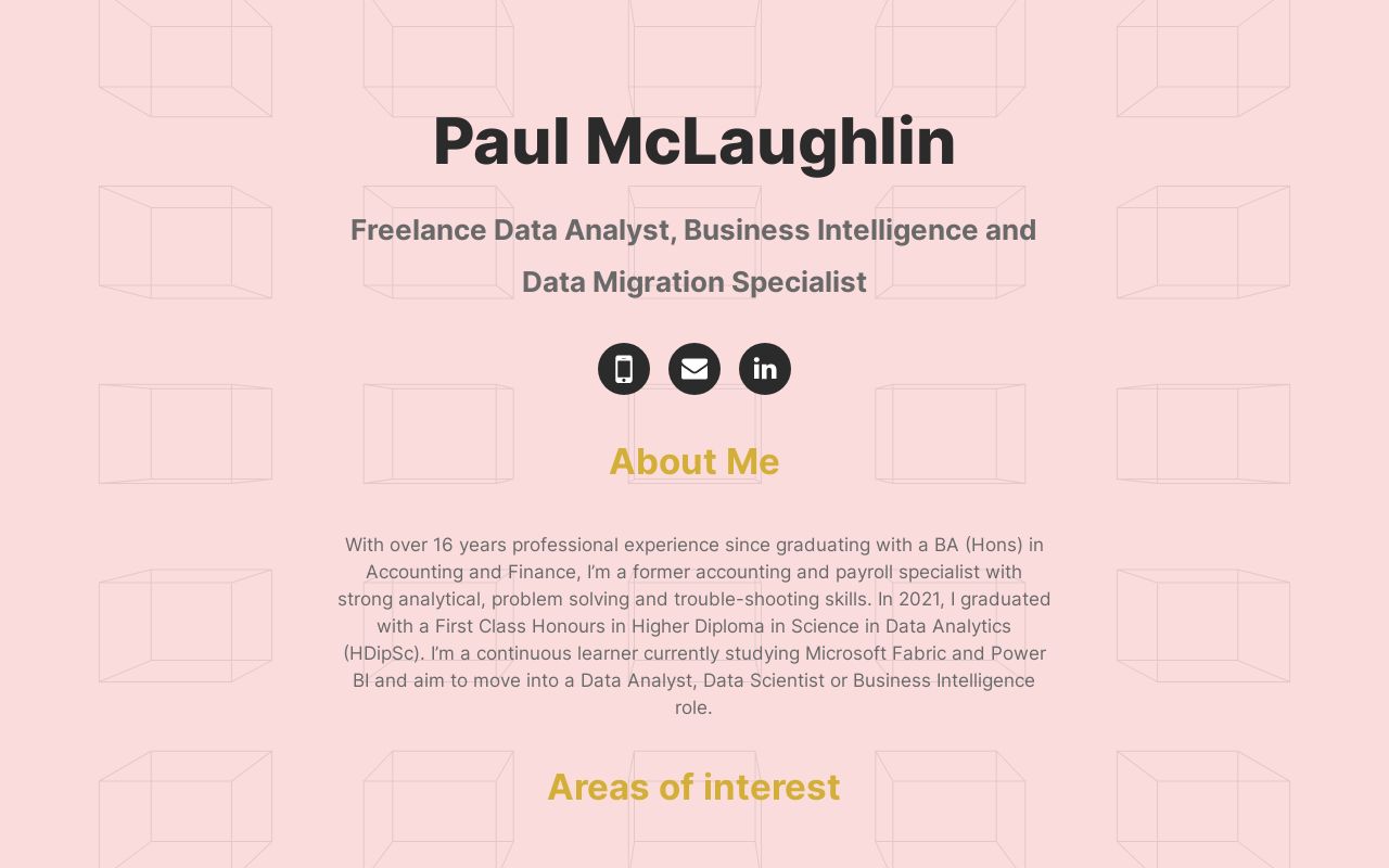 Paul McLaughlin - Freelance Data Analyst, Business Intelligence Specialist
